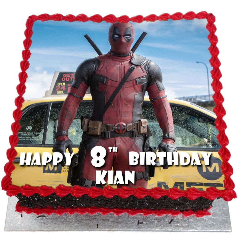 Egg-less Deadpool Theme Photo Cake Delivery In Delhi And Noida