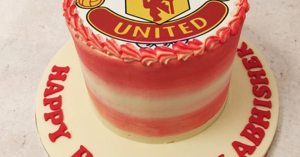 Manchester Theme United Club Logo Theme Cake Delivery In Delhi and Noida