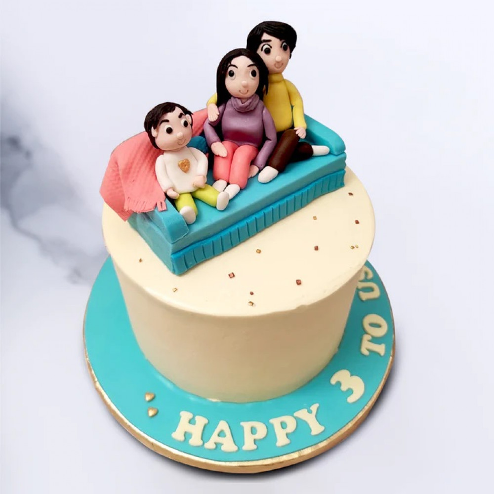 Family Theme Cake Fondant Cake Delivery In Delhi NCR