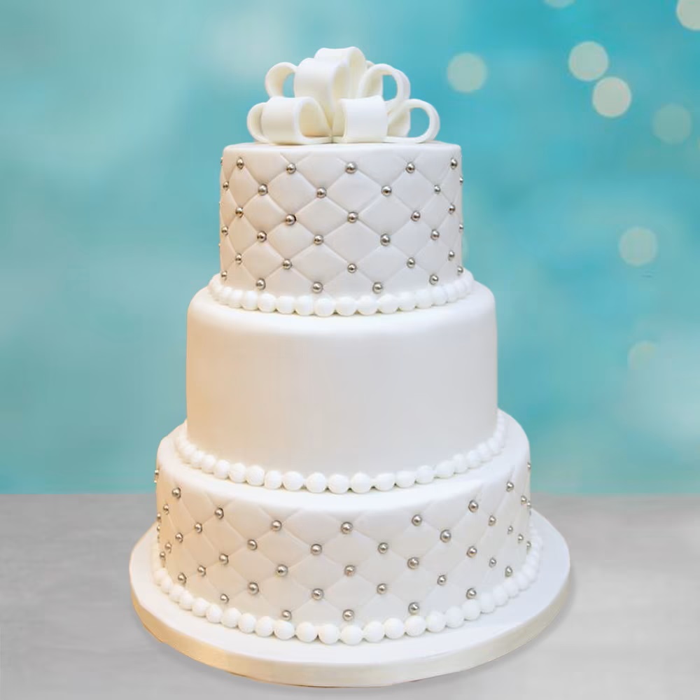Pearl Accent Wedding Cake Delivery In Delhi NCR