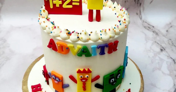 Number Blocks Theme Fondant Cake Delivery In Delhi NCR