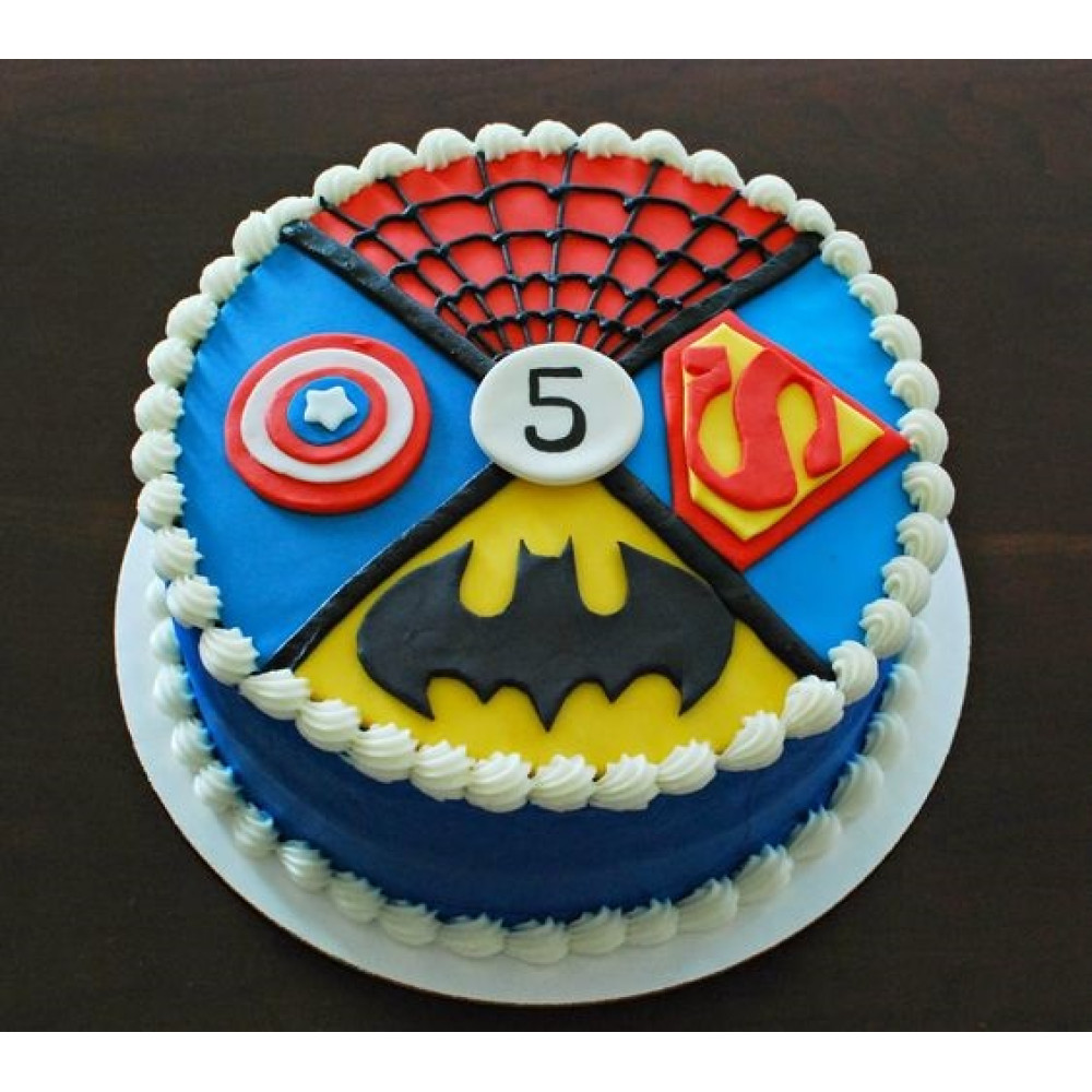 Buy Online Eggless Superheroes Theme Cake Delivery In Noida